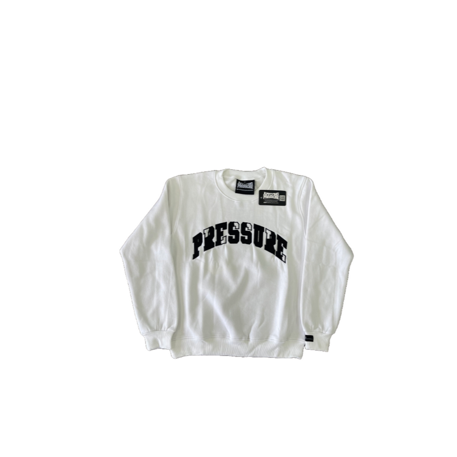 Pressure Crew Neck Sweatshirt| White – The Applying Pressure Brand